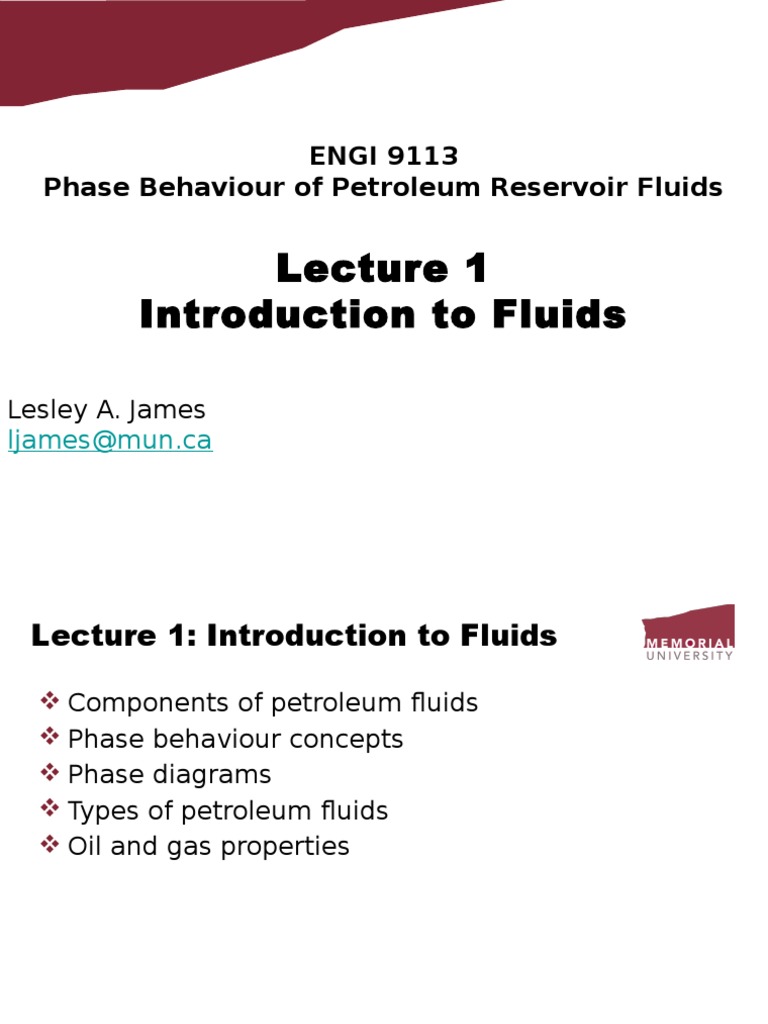 ENGI 9113 (2016) - Lecture 1 Basics | PDF | Gases | Density
