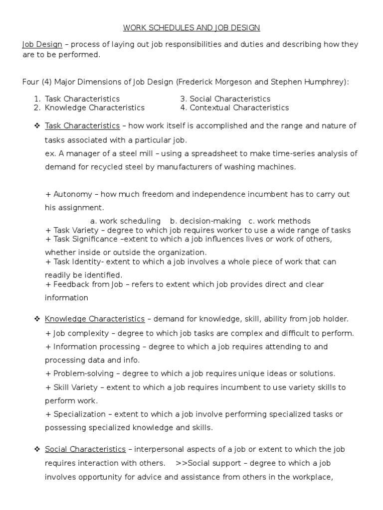 Work Schedules and Job Design | Download Free PDF | Employment ...