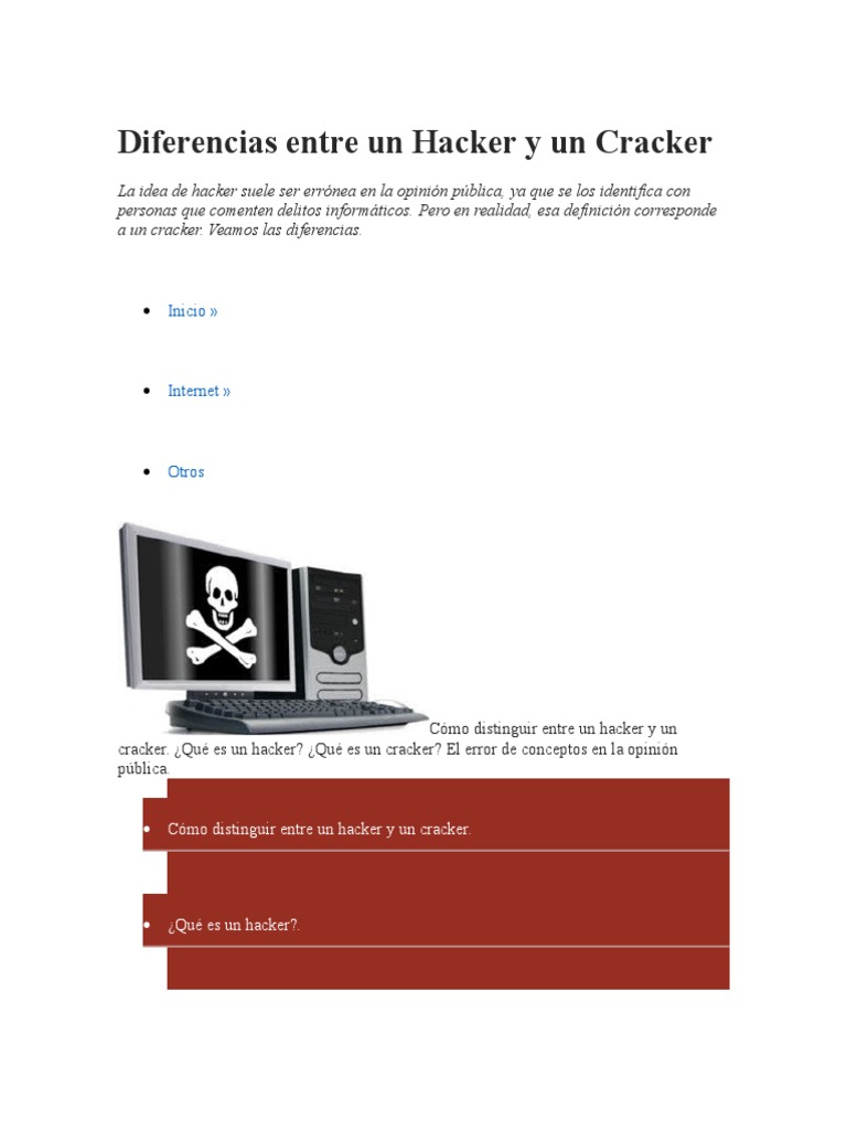 Diferencias Entre Un Hacker y Un Cracker | PDF | Hacker de seguridad ...