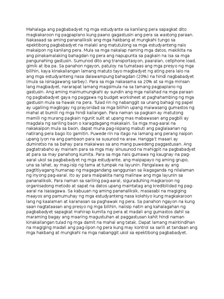 Hakbang Sa Pagbabadyet | PDF