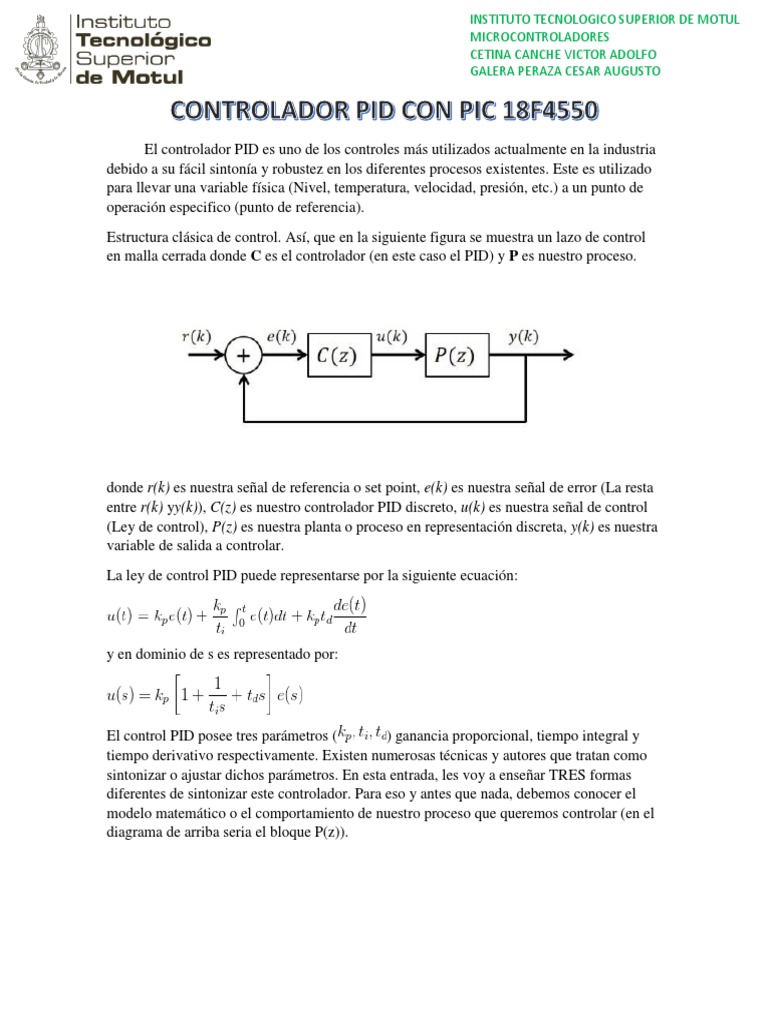 Implementación de un controlador PID para controlar la temperatura de ...
