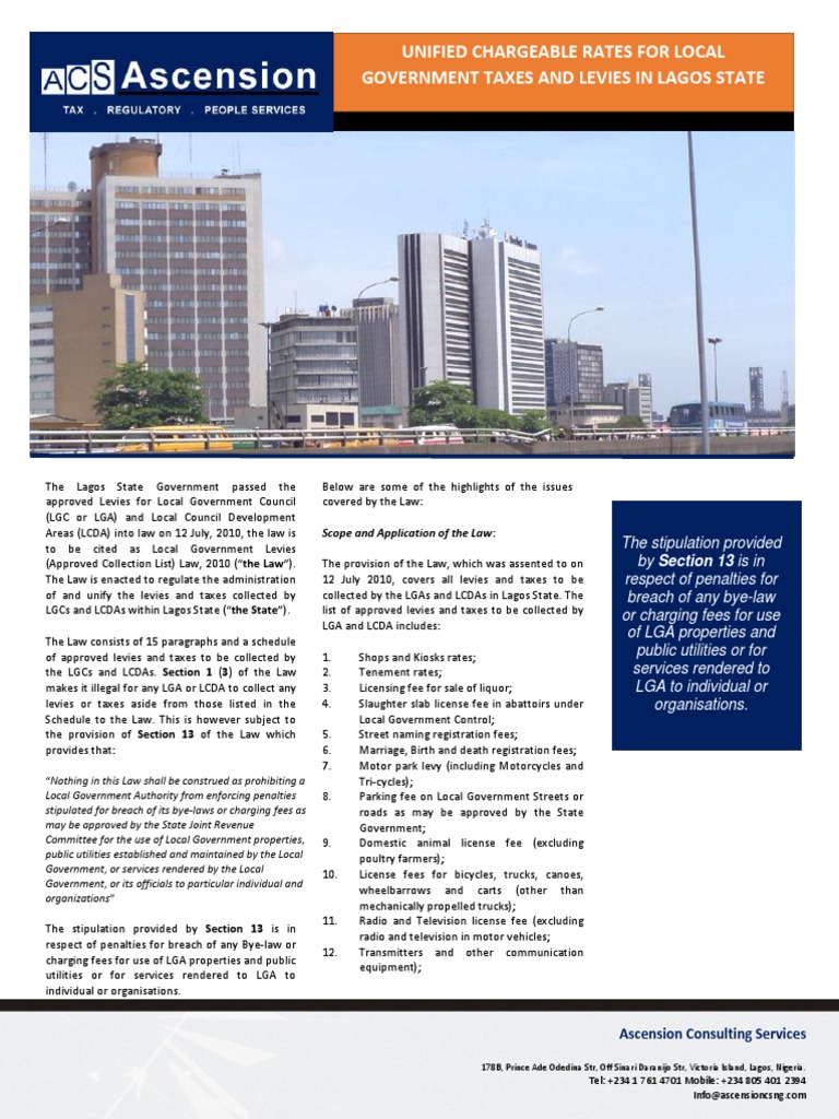 Approved Local Government Taxes and Levies in Lagos State | PDF | Value ...