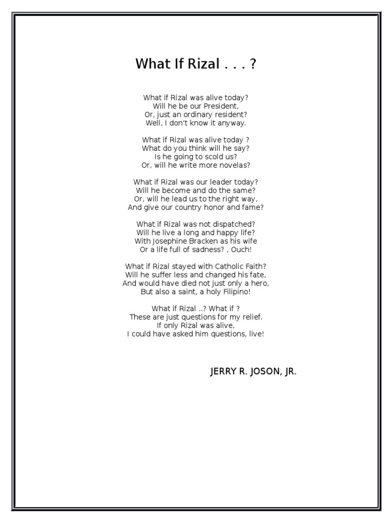 What If Rizal - . - ?: Jerry R. Joson, JR | PDF
