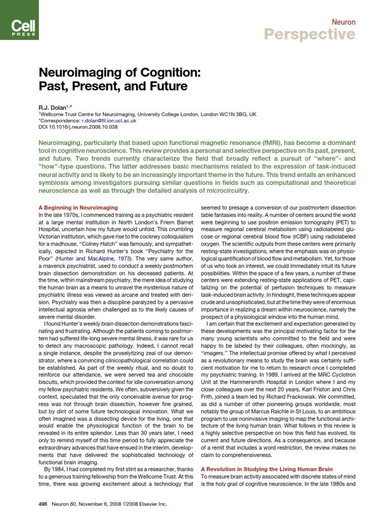 Neuroimaging of Cognition | PDF | Functional Magnetic Resonance Imaging ...