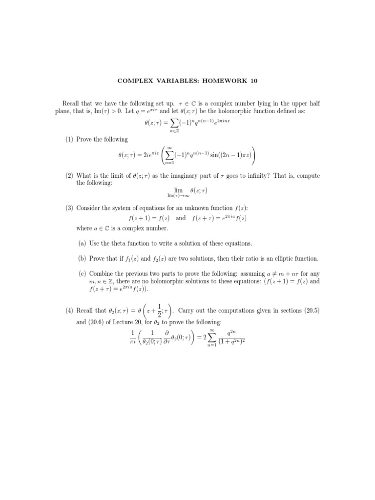 Complex Variables Homework 10 | PDF