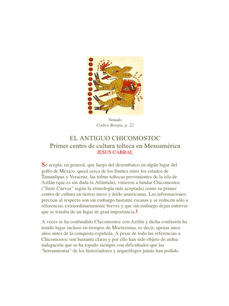 El Antiguo Chicomostoc | PDF | Náhuatl | Mundo occidental