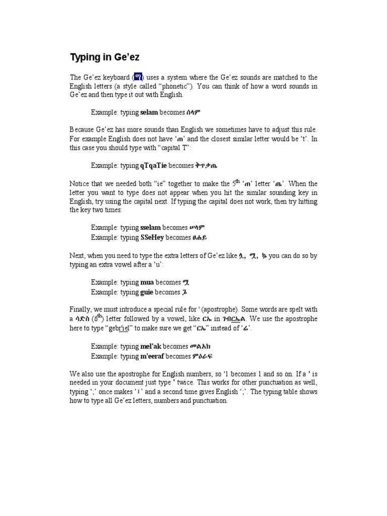 Typing in Ge'ez | PDF