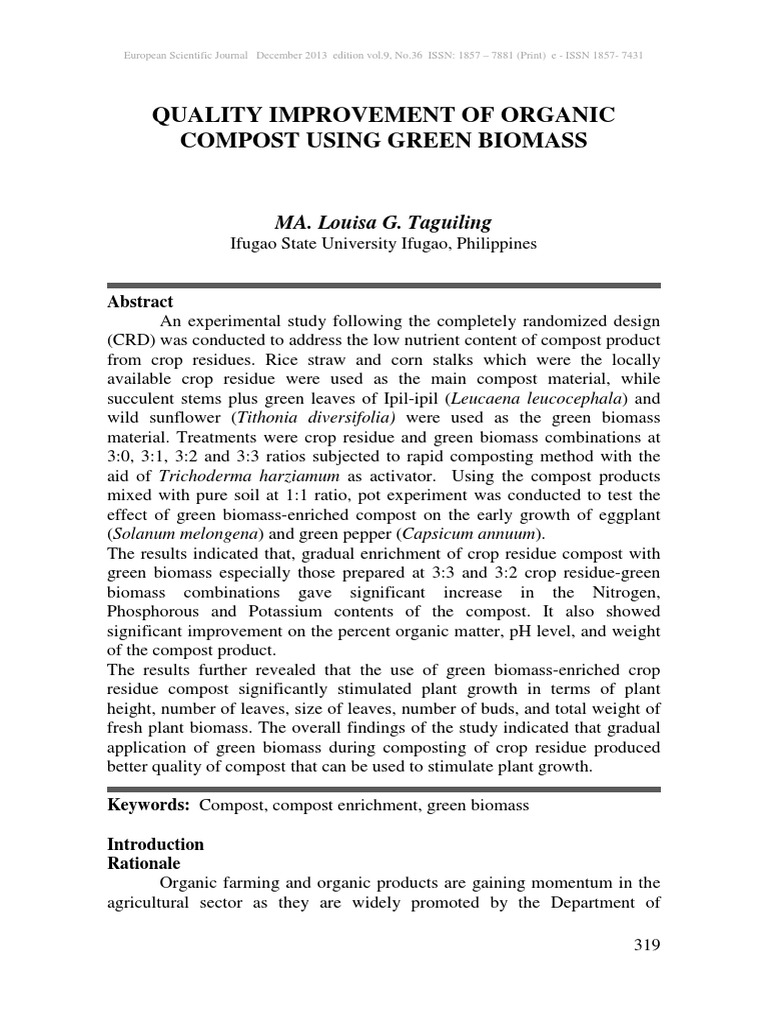 Enhancing Compost Quality with Green Biomass | PDF | Organic Farming ...