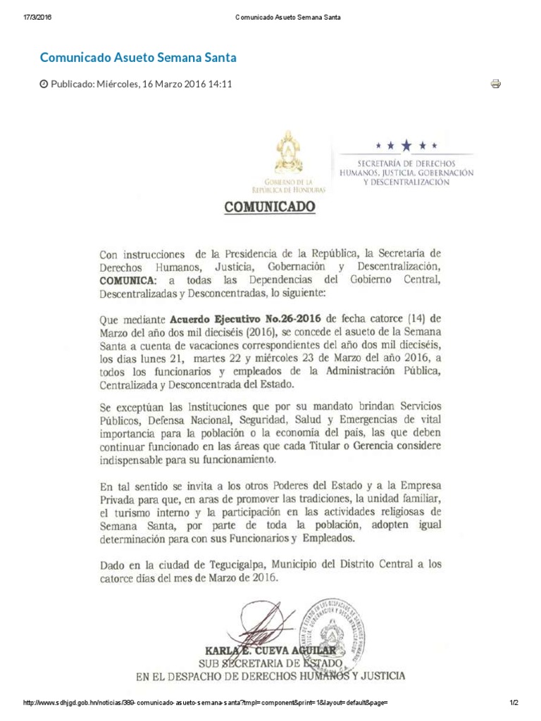 Comunicado Asueto Semana Santa | PDF