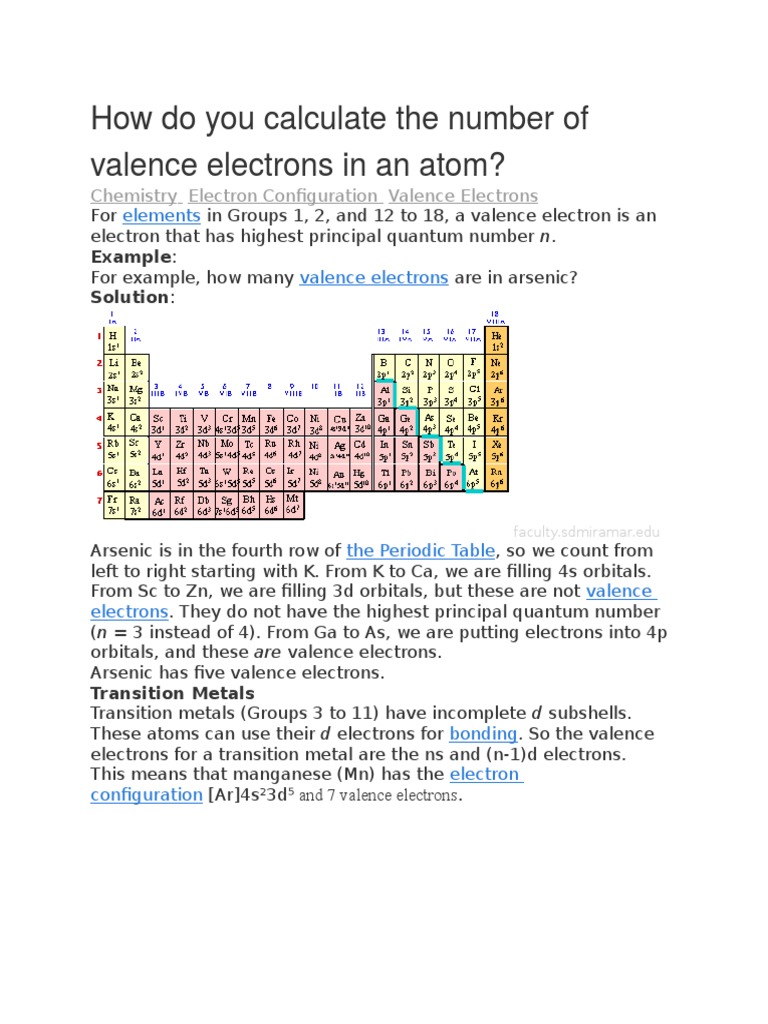 How Do You Calculate The Number of Valence Electrons in An Atom | PDF ...