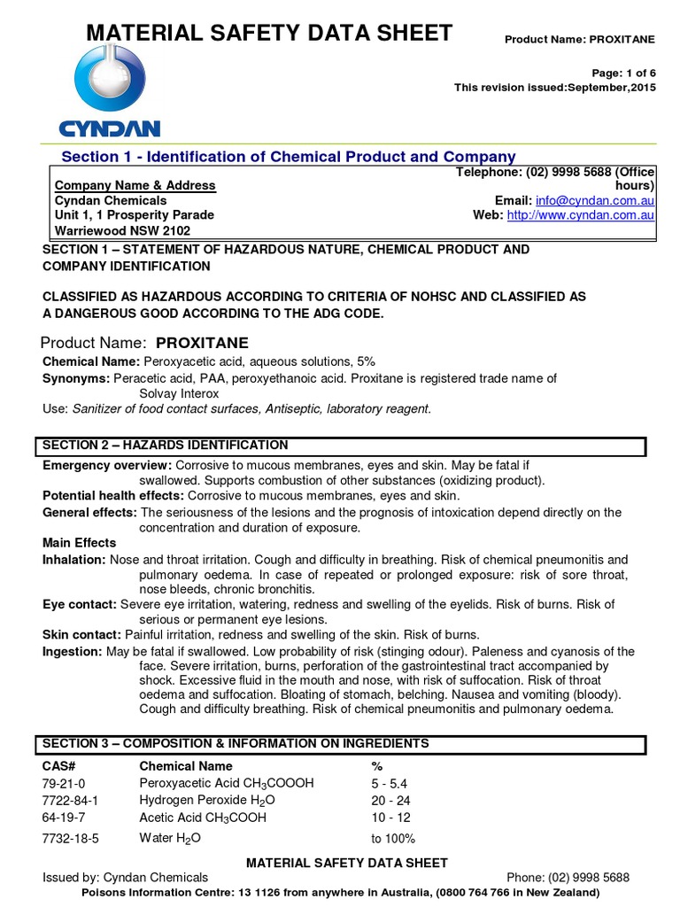 Proxitane-MSDS | Toxicity | Biodegradation