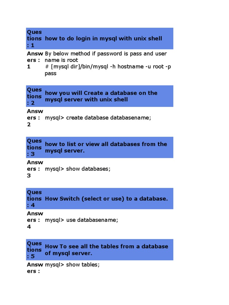 MYSQL 40 ways to query and manage databases | PDF | Superuser | Table ...