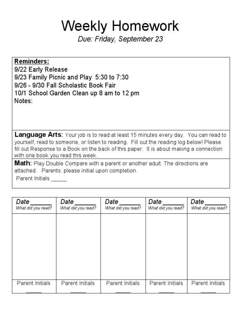 9-23 Homework | PDF | Language Arts & Discipline