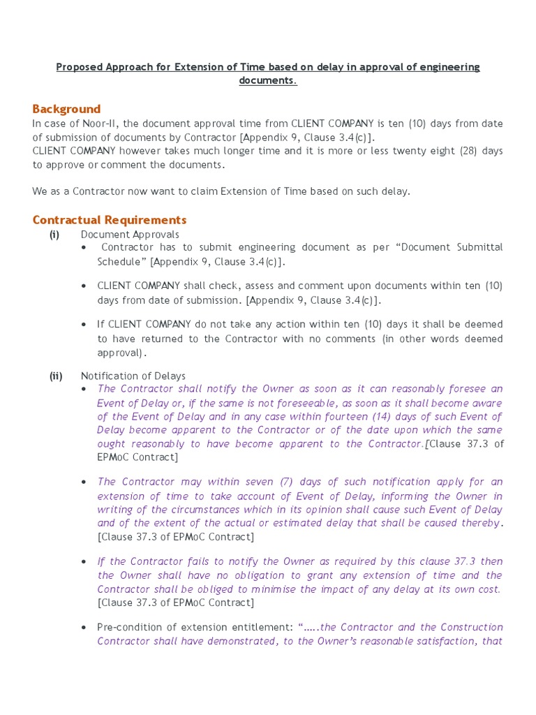 Approach for Time Extension | General Contractor | Government Information