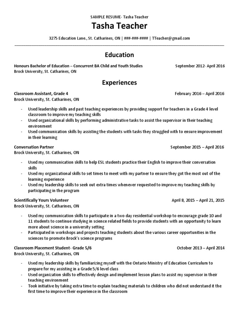 Resume Tasha Teacher | Download Free PDF | Classroom | Teachers