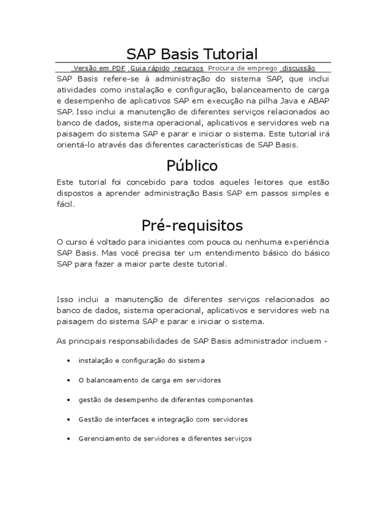 SAP Basis Tutorial | PDF | Sap Se | Servidor (informática)