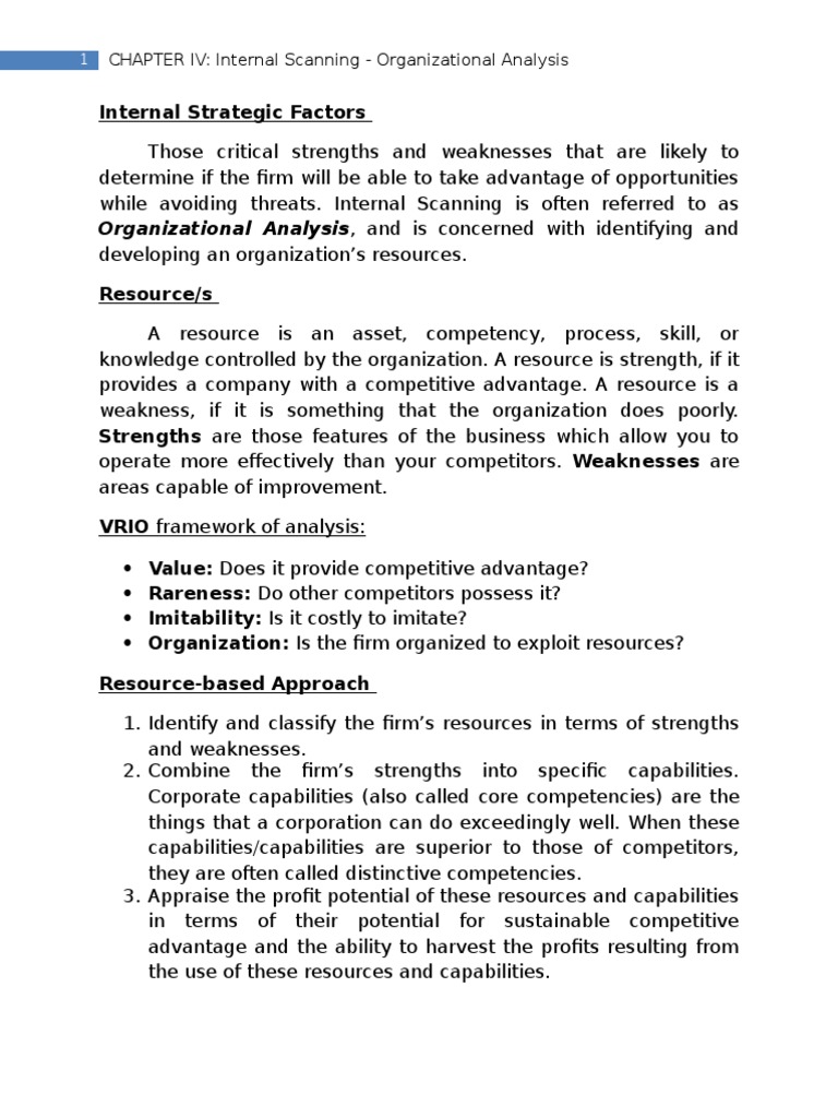 Internal Scanning: Organizational Analysis | PDF | Value Chain | Competitive Advantage