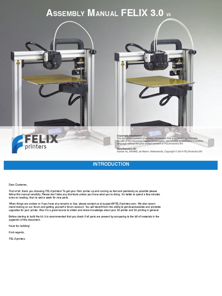 Assembly - Manual - FELIX - 3 - 0 - Eng - V3 - B PDF | PDF | Nut ...