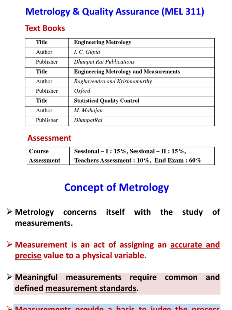 01 Introduction To Metrology | PDF | Accuracy And Precision | Engineering Tolerance
