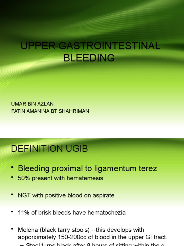 Upper Gastrointestinal Bleeding | PDF | Peptic Ulcer | Esophagus