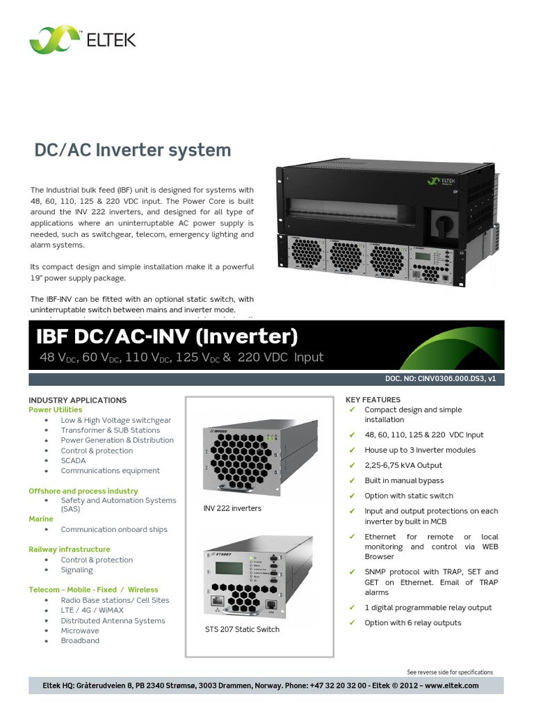 Datasheet Ibf DC - Ac Inv LV&HV | PDF | Power Inverter | Power Supply