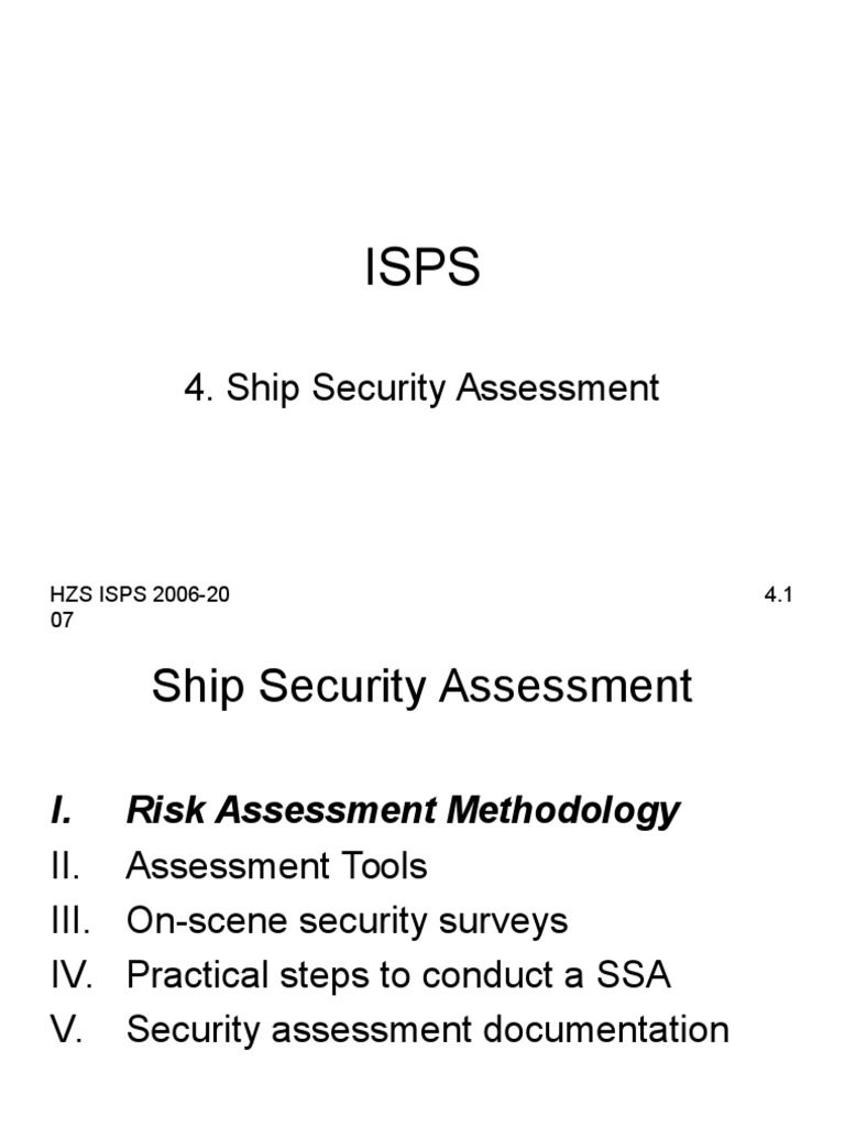 ISPS - 4. Ship Security Assessment | Risk Assessment | Risk