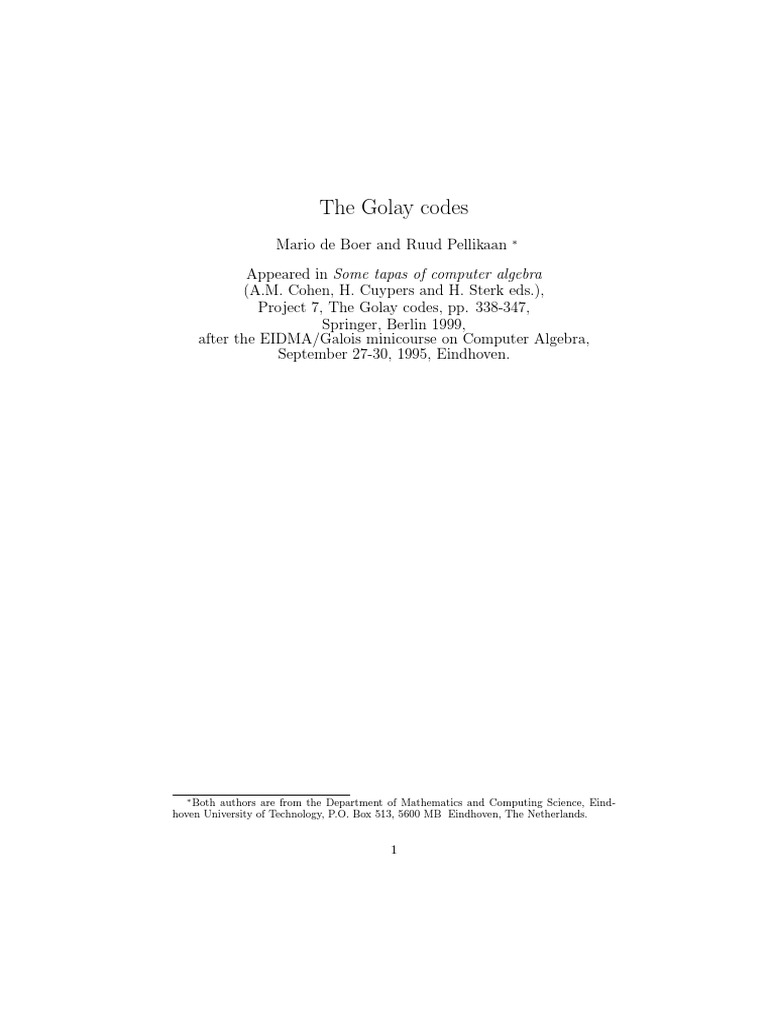 Golay Codes | PDF | Naming Conventions | Algebra