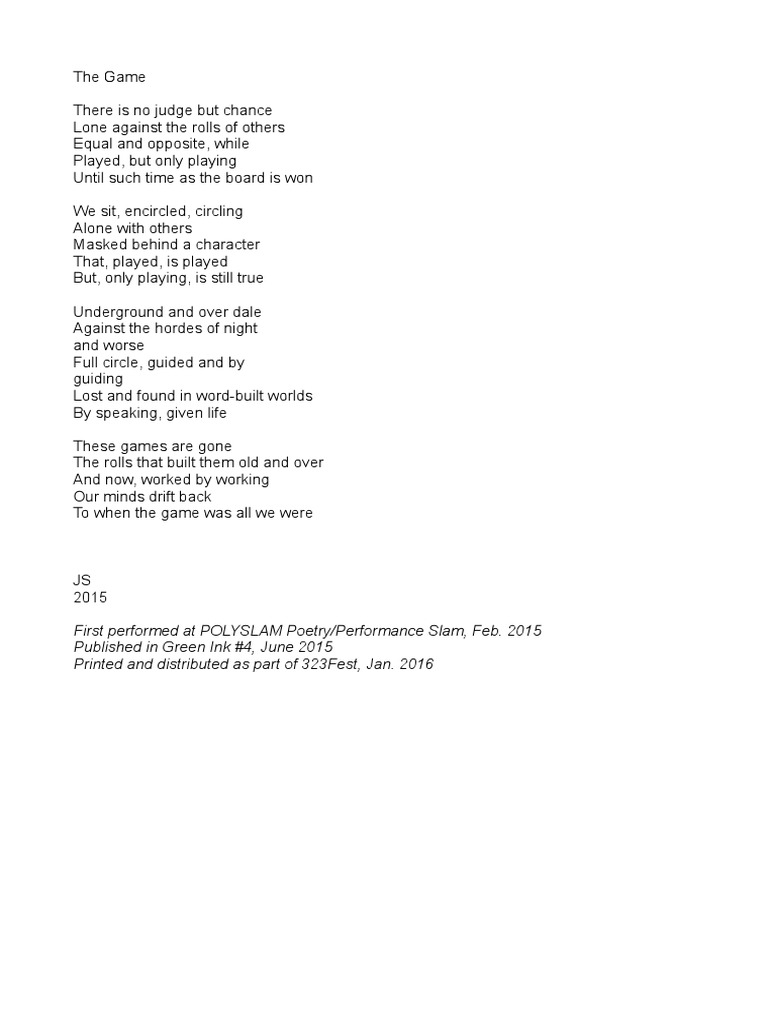 The Game | PDF