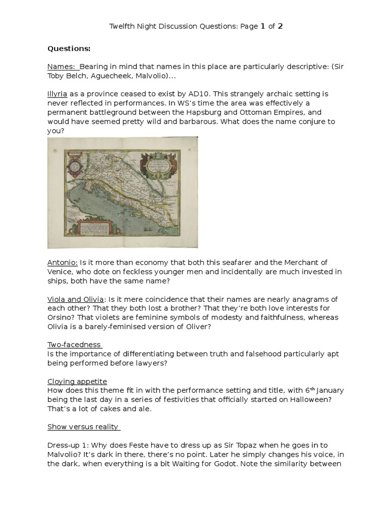 Twelfth Night Discussion Questions | PDF | Twelfth Night | Christmas ...