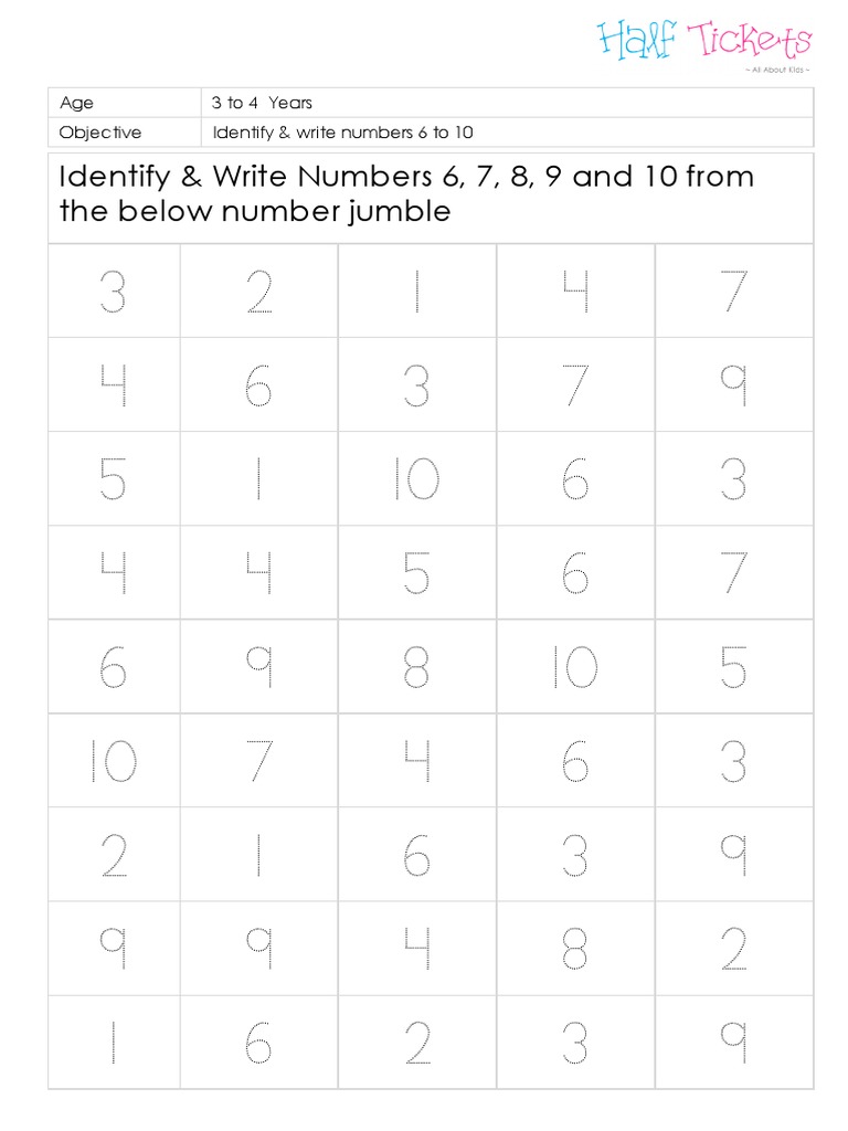 Identify Numbers 6 To 10 | PDF