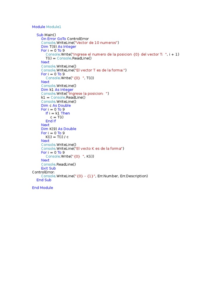 Sub On Error Goto Dim As Integer For To Next For To Next Dim As Integer ...