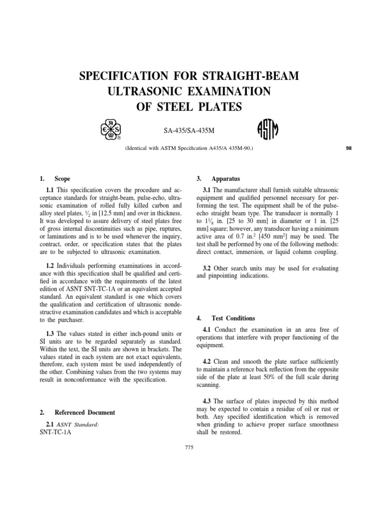 ASTM A435 Examen Ultrasonido Planchas | PDF | Specification (Technical ...