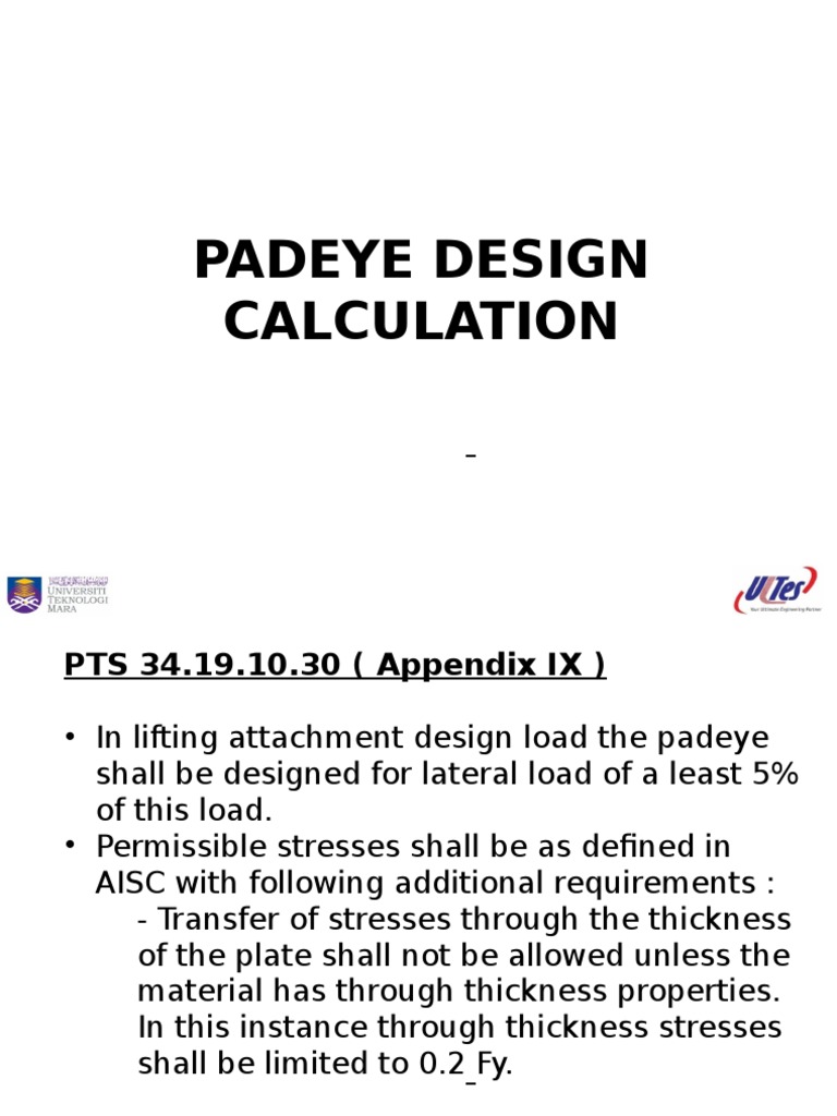 PadEye Design Calculation | PDF