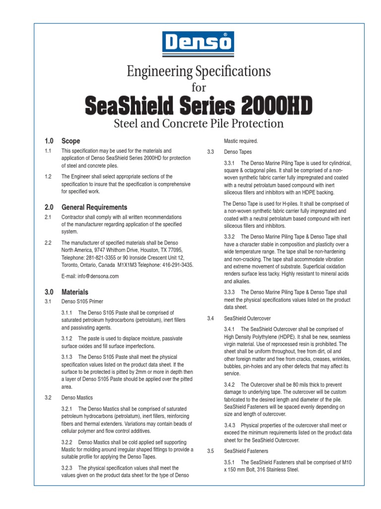 Denso SeaShield Series 2000HD | PDF | Deep Foundation | Nut (Hardware)