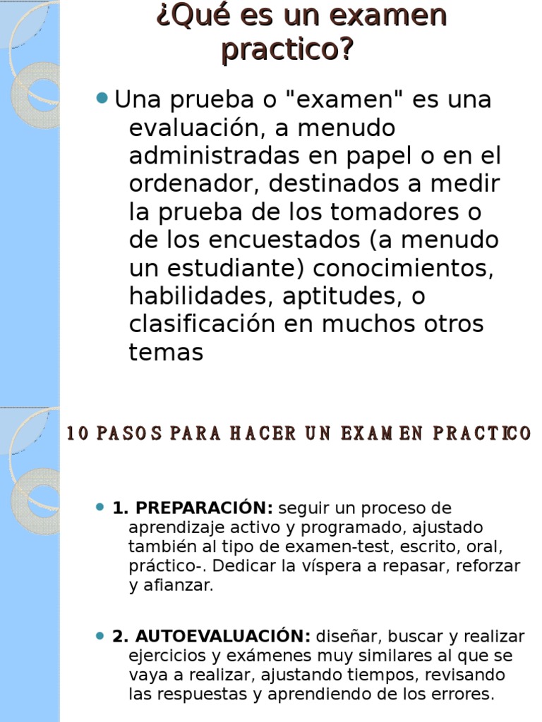 2010 - Cómo Hacer Un Examen Práctico | PDF | Prueba (evaluación ...