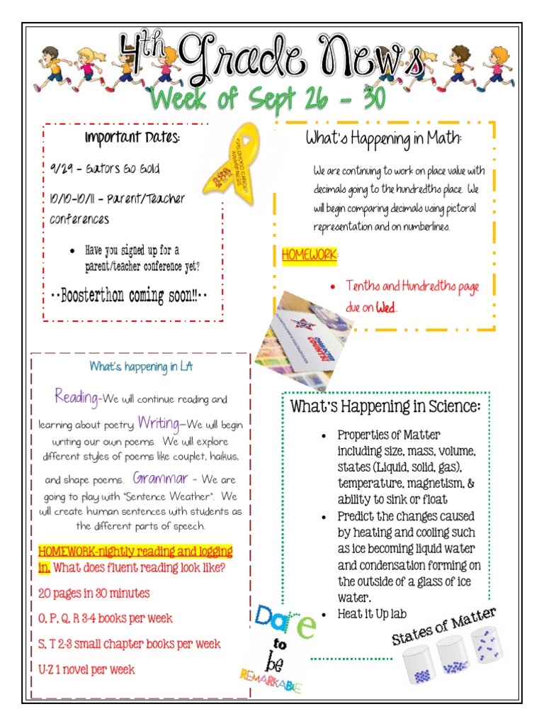 4th Grade News: Math, Science, LA Updates | PDF | Language Arts ...