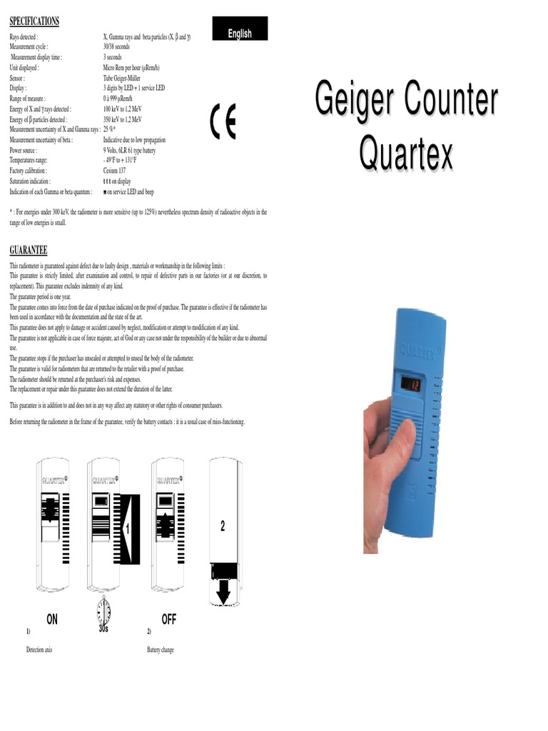 Geiger Counter Quartex Manual | PDF | Radioactive Decay | Gamma Ray