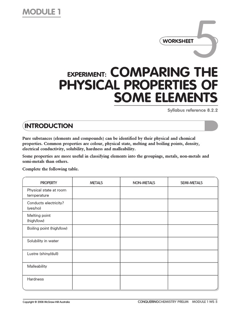 Chemistry Year 11 Questions | PDF | Metals | Chemical Substances