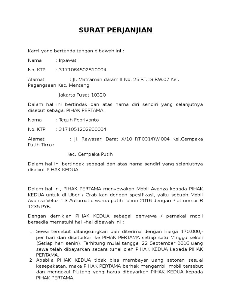 Surat Perjanjian | PDF