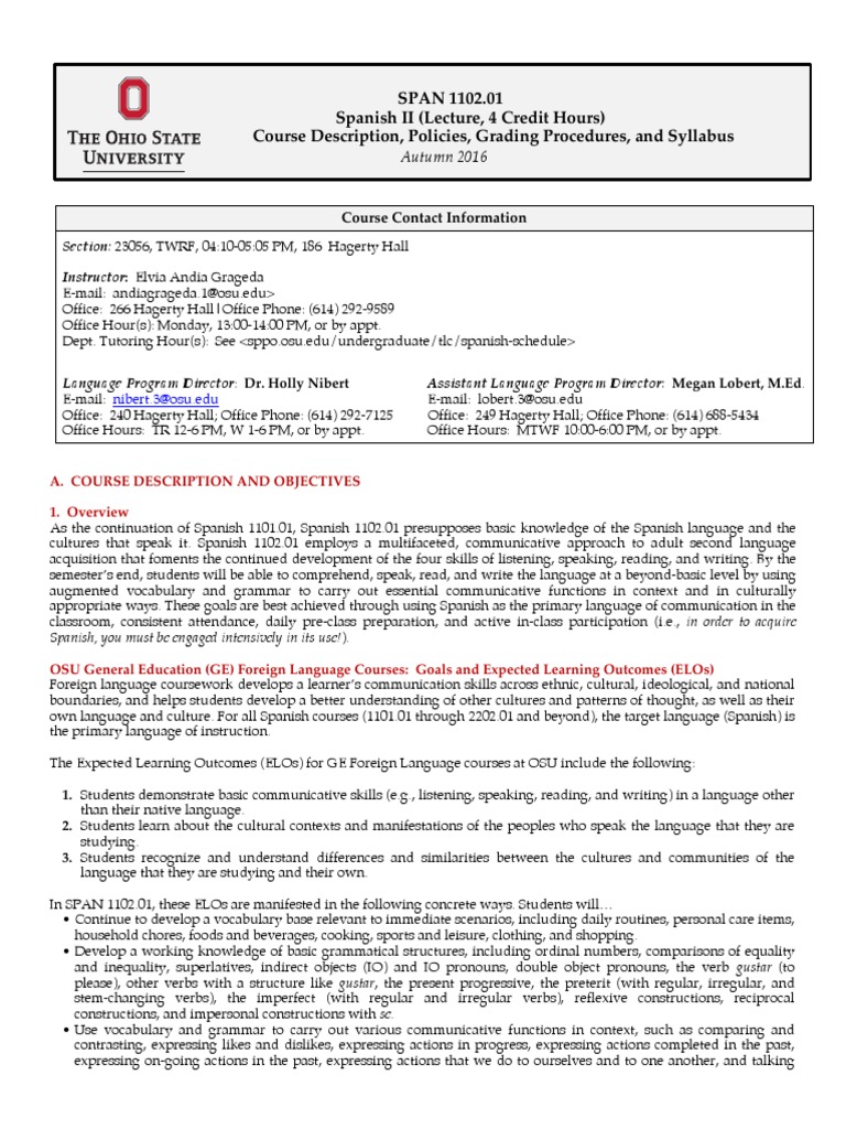 Spanish 2 Syllabus | Download Free PDF | Academic Dishonesty | Plagiarism