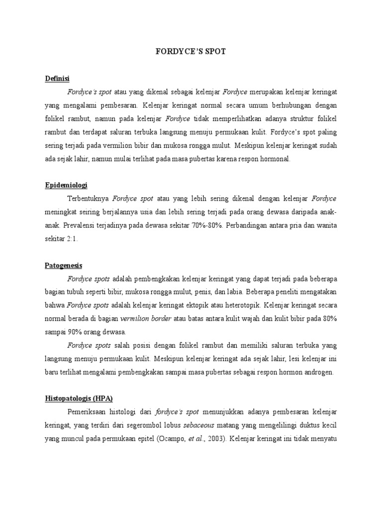 Bintik Fordyce pada Kelamin Wanita dan Pria | PDF