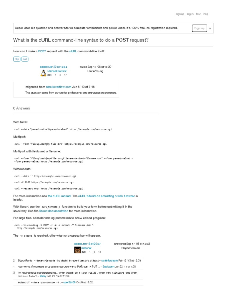 What Is The Curl Command Line Syntax To Do A Post Request Pdf Representational State