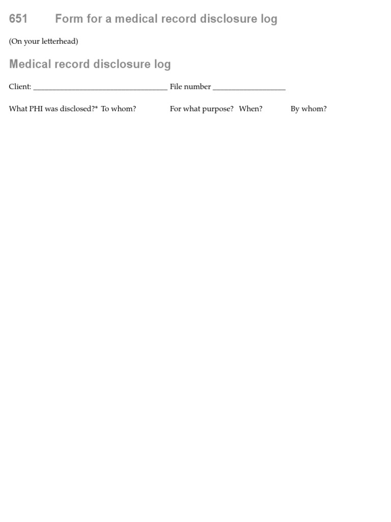 651 Medical Record Disclosures Log | PDF | Law