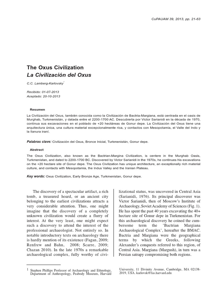 Oxus Civilization (CC Lamberg-Karlovsky, 2013) | PDF | Archaeology