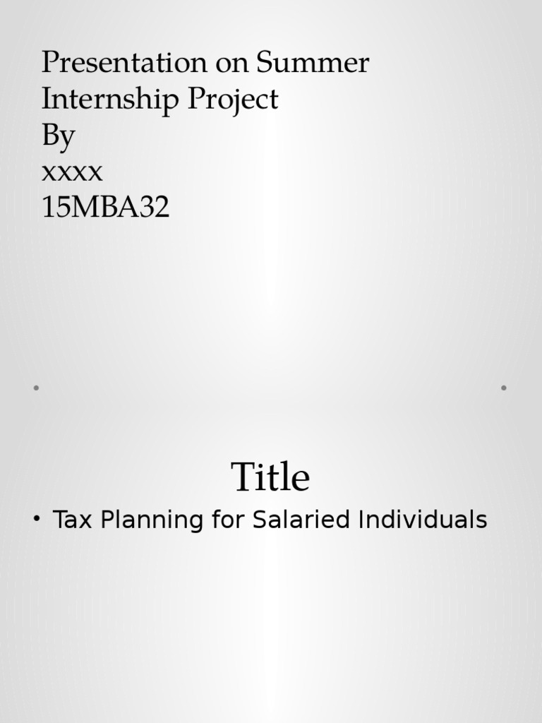 Tax Planning for Salaried Individuals | PDF | Social Science