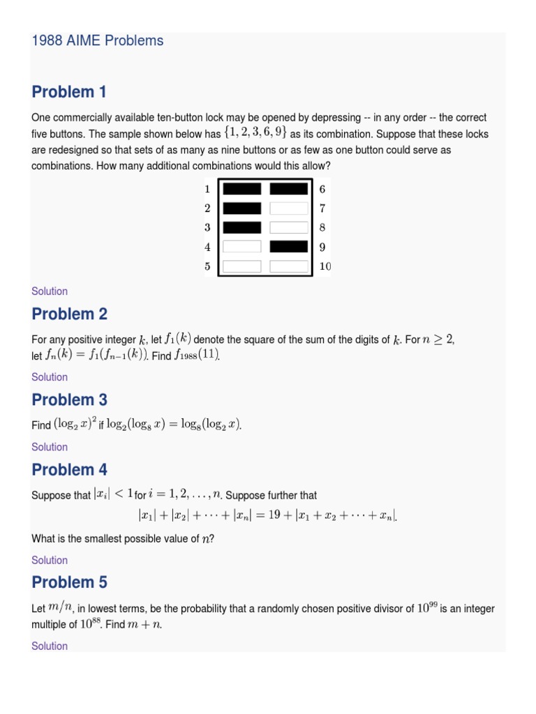 1988 AIME Problems | PDF | Triangle | Discrete Mathematics