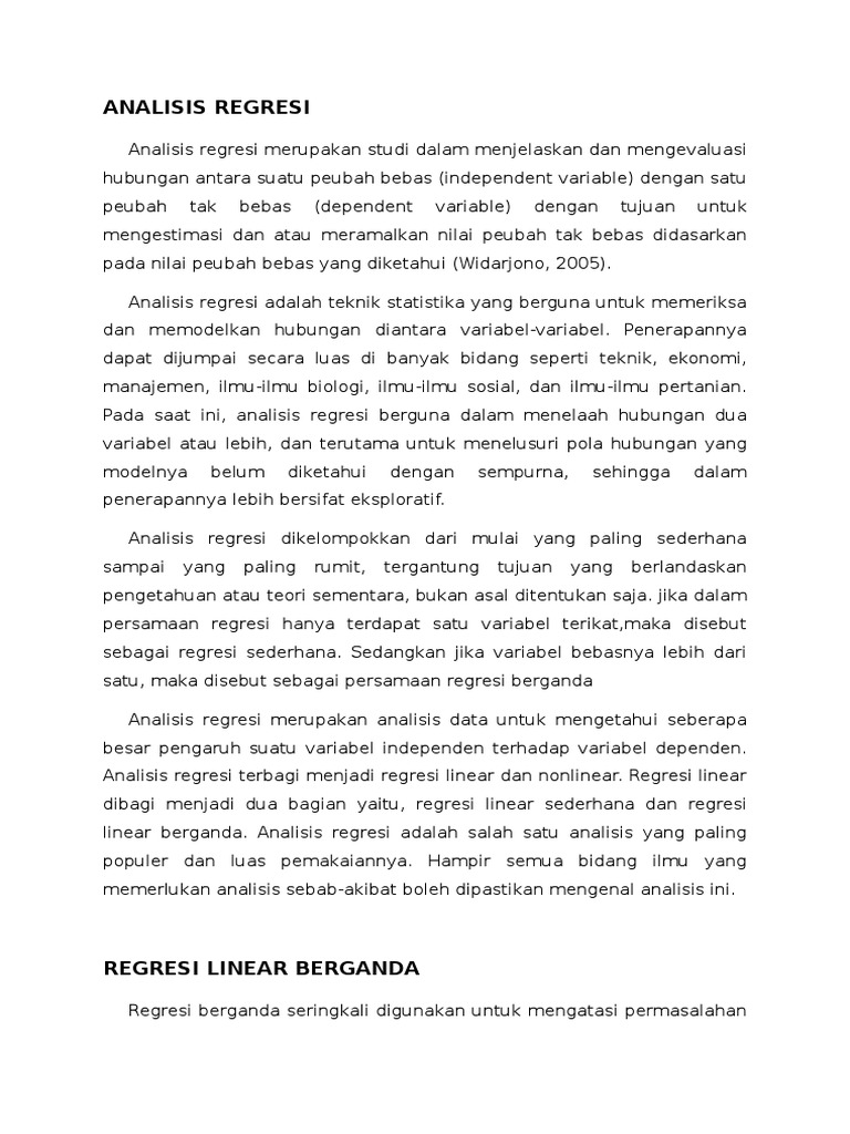 Tugas Regresi Linear Berganda | PDF