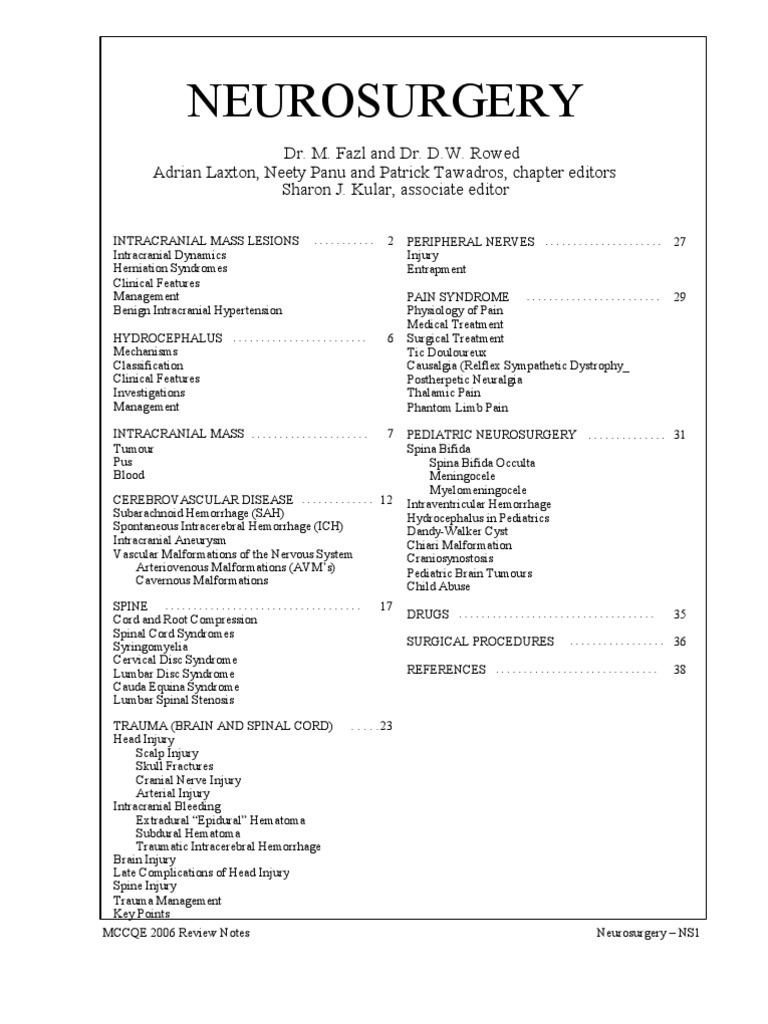 Neurosurgery | PDF | Cerebrospinal Fluid | Central Nervous System