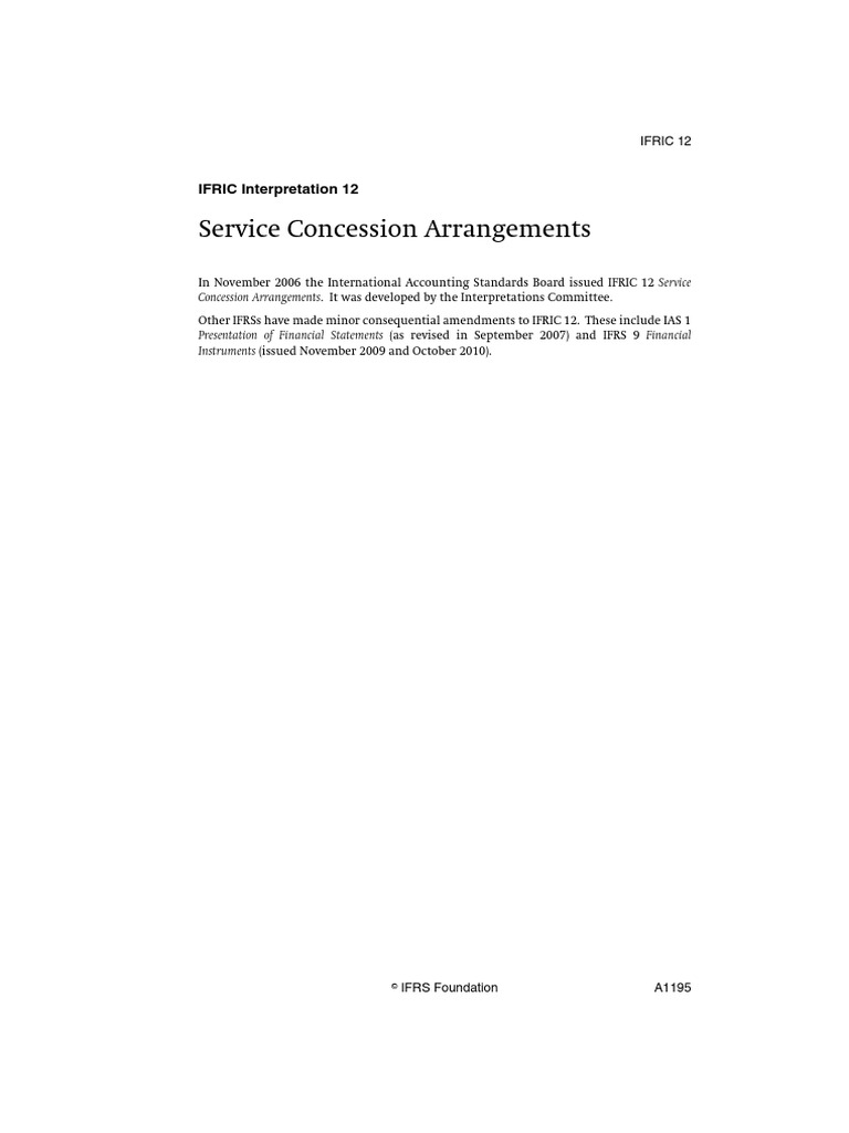 Ifric 12 | PDF | International Financial Reporting Standards | Accounting