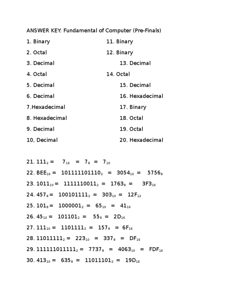 Answer Key | Download Free PDF | Naming Conventions | Notation